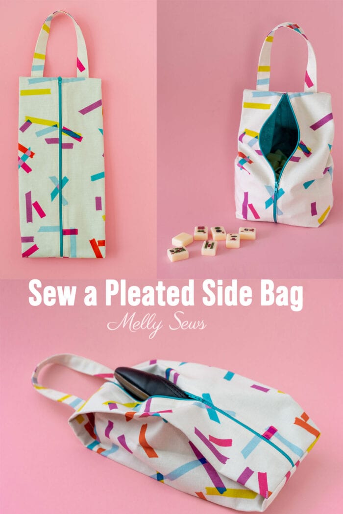 Sew a Shoe Bag Pattern with Zipper and Pleated Sides - Melly Sews